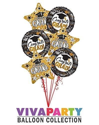 Graduation Congrats Grad Balloon Bouquet 6 pc | Viva Party Balloon ...