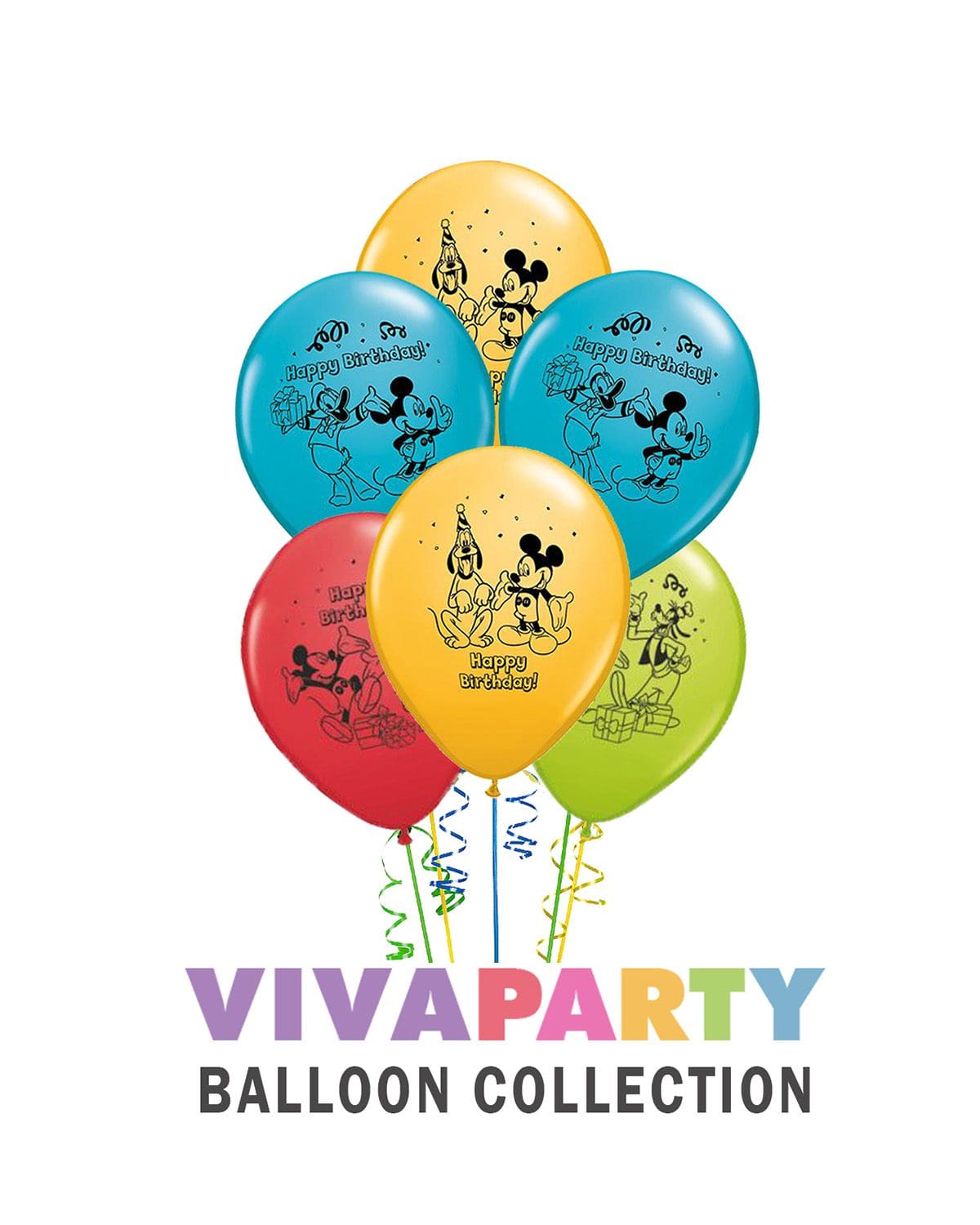 Mickey Mouse Disney Latex Balloon Bouquet 12 Inch, Pack of 6