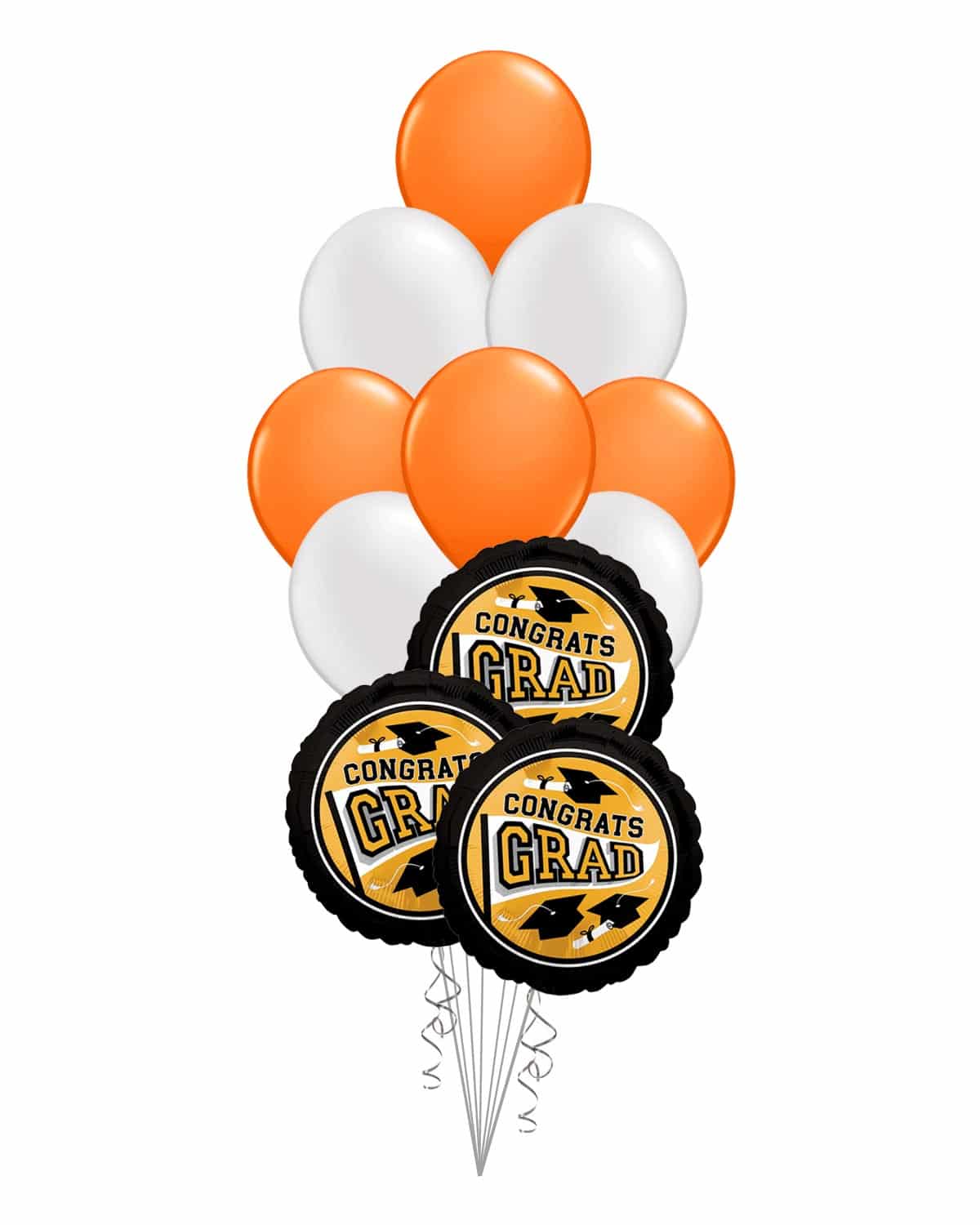 Grad School Colors Orange and White Balloon Bouquet 15 Pack