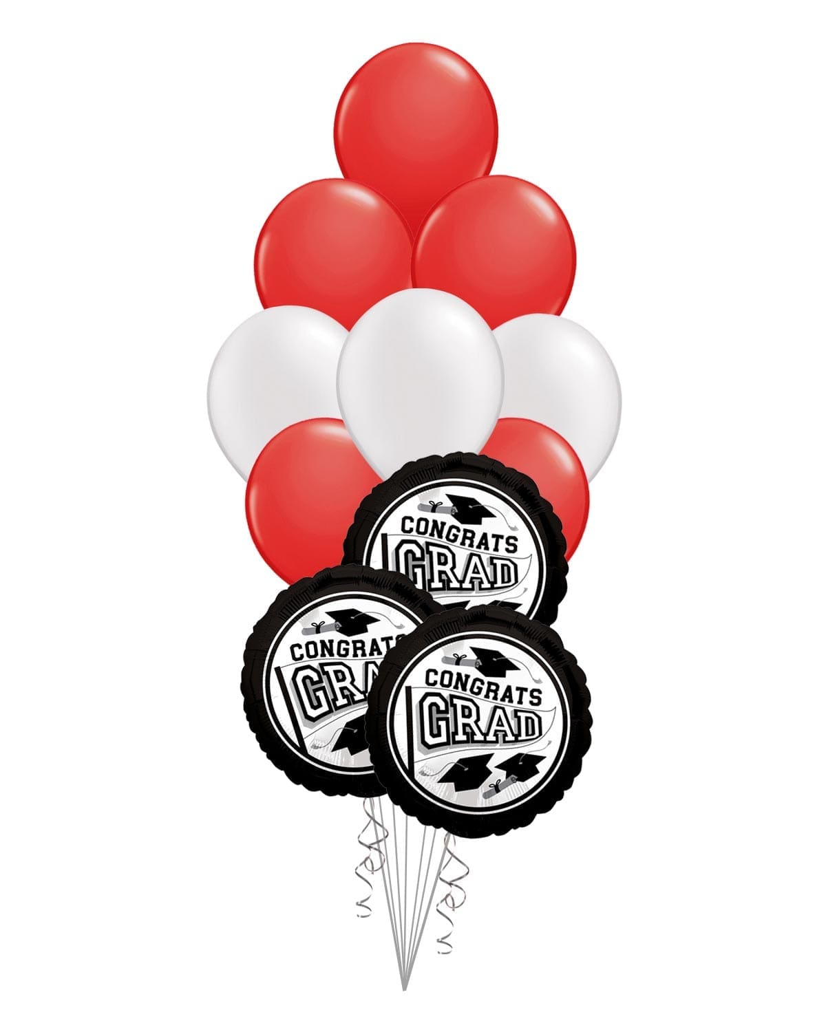 Grad School Colors Red and White Balloon Bouquet 15 Pack