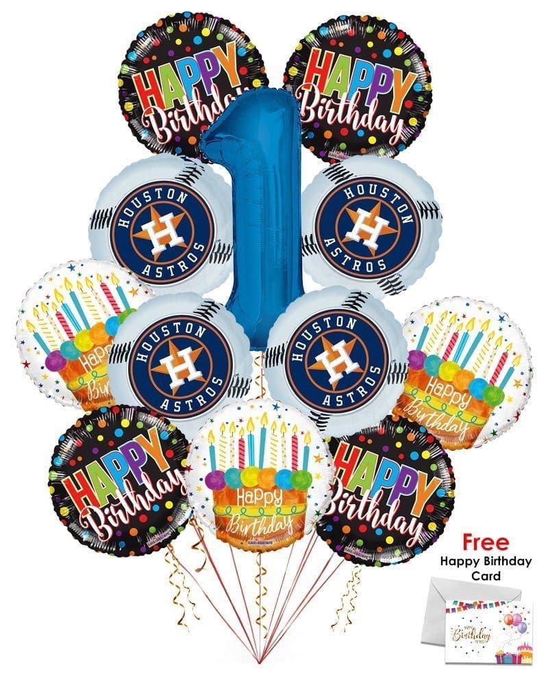 houston astros happy balloon bouquet 12 balloons pinata flk | Viva Party
